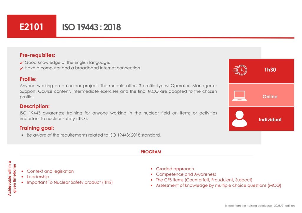 E-learning : Norme ISO 19443 — SICA Nucléaire